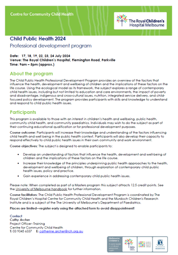 Child Public Health registration form - Centre for Community Child Health